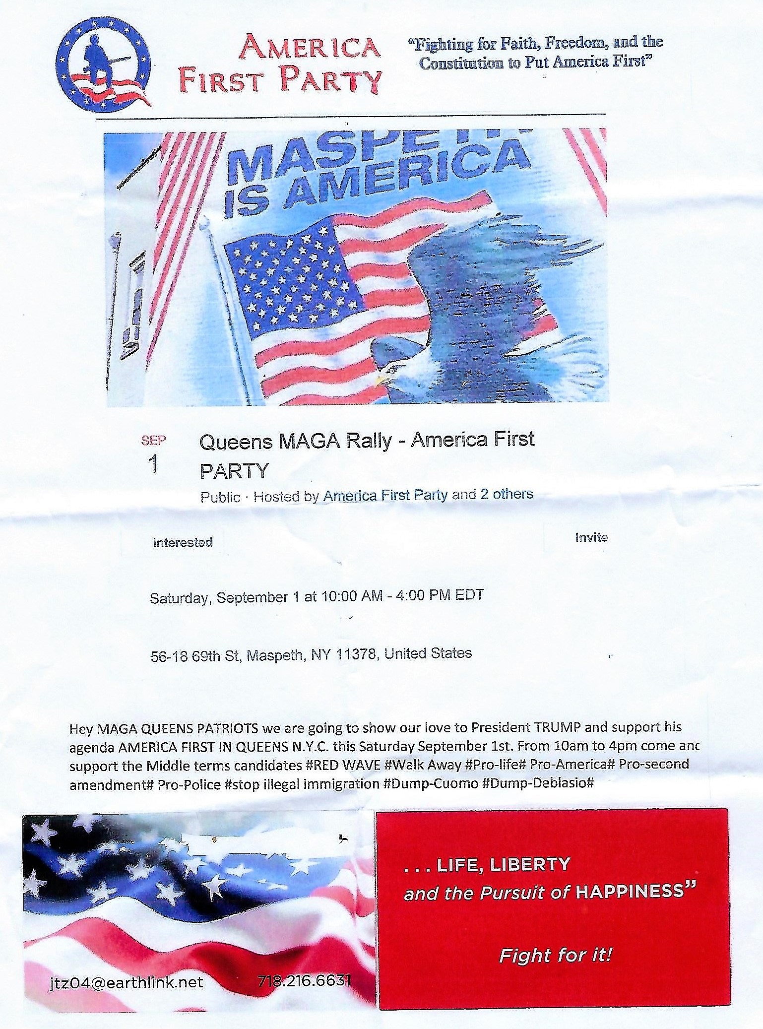 Queens MAGA Rally - America First Party - The Queens Village Republican ...