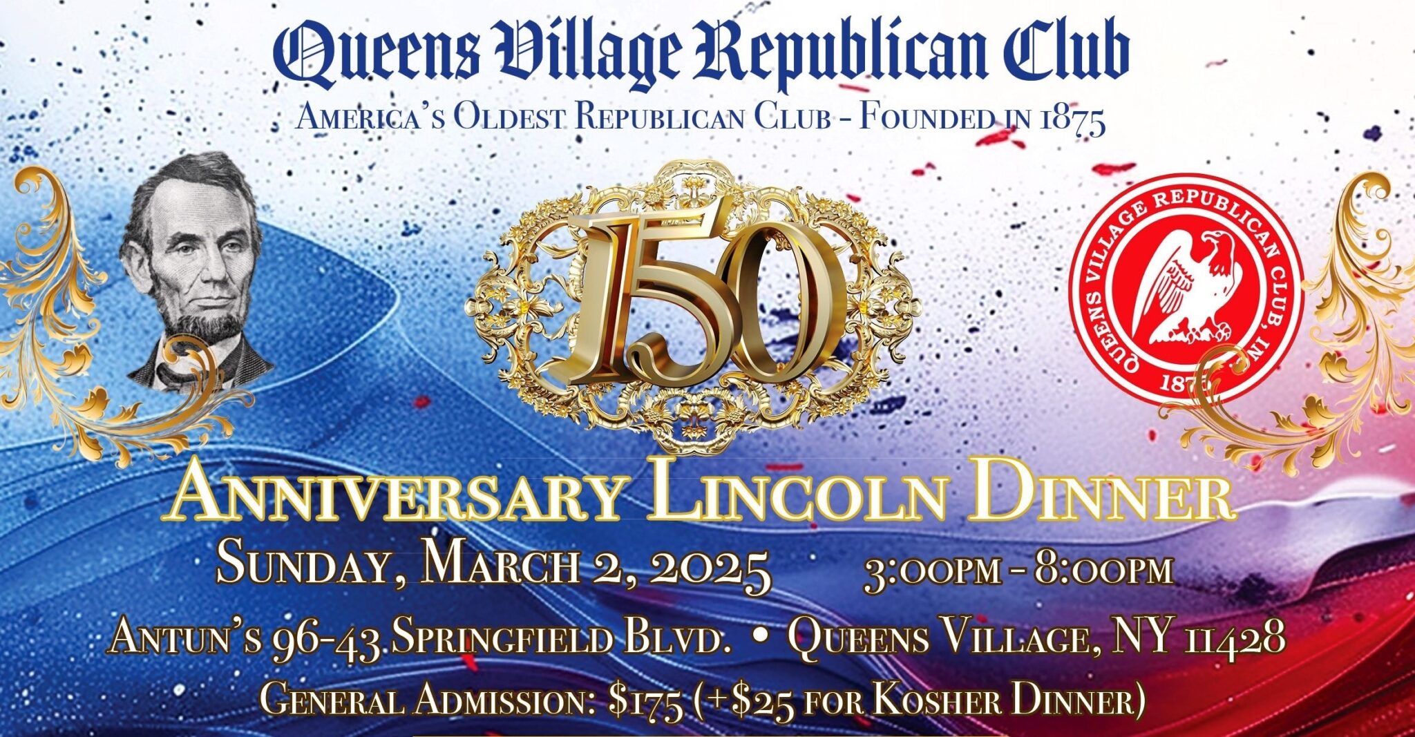 Celebrate 150th Anniversary Lincoln Dinner – March 2 with Mayor Rudy ...