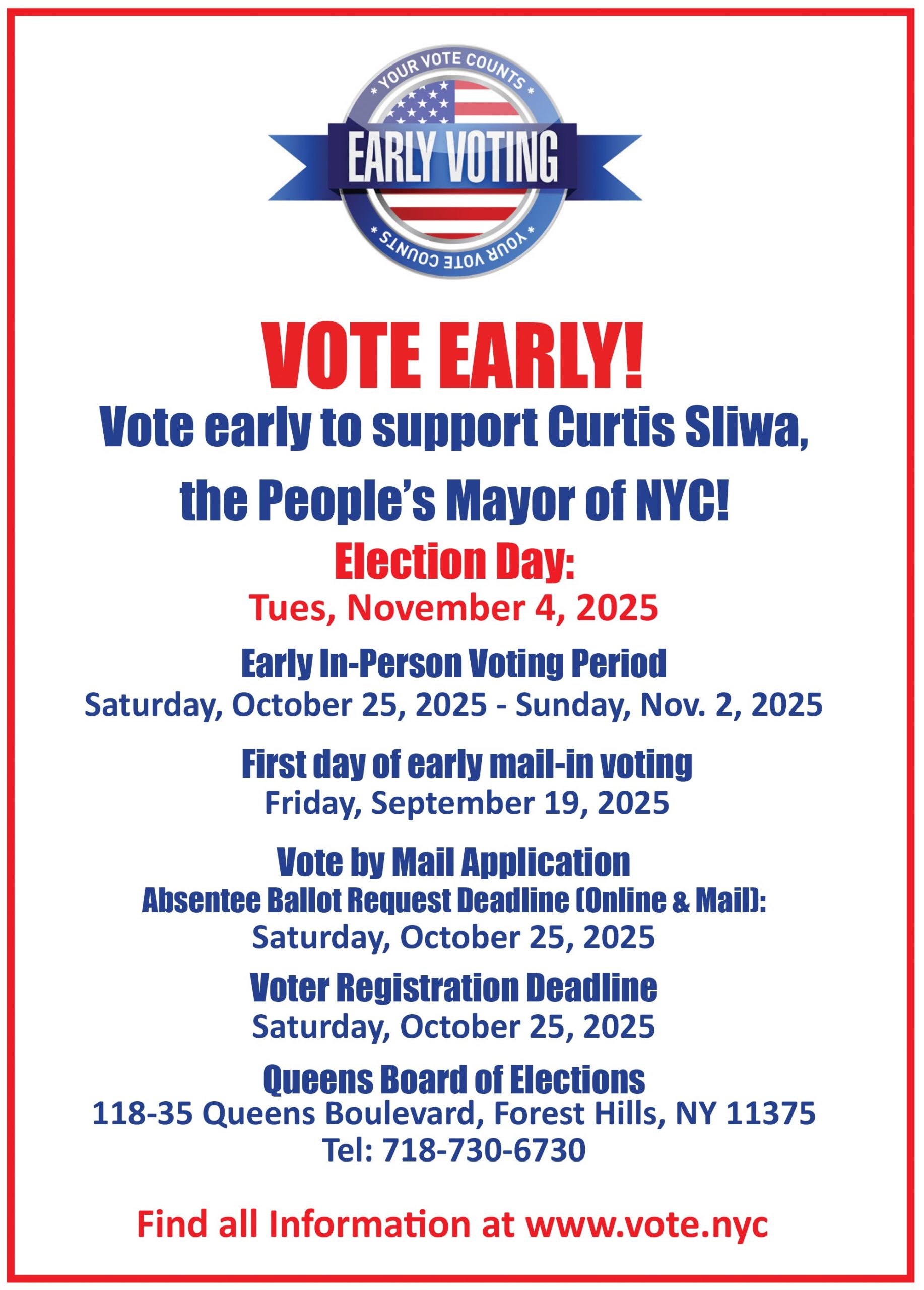 Vote Early to Help Curtis Sliwa Win! | The Queens Village Republican ...